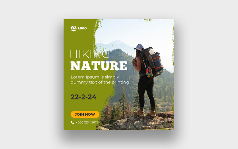 Hiking Nature Facebook Post Template - TemplateMonster