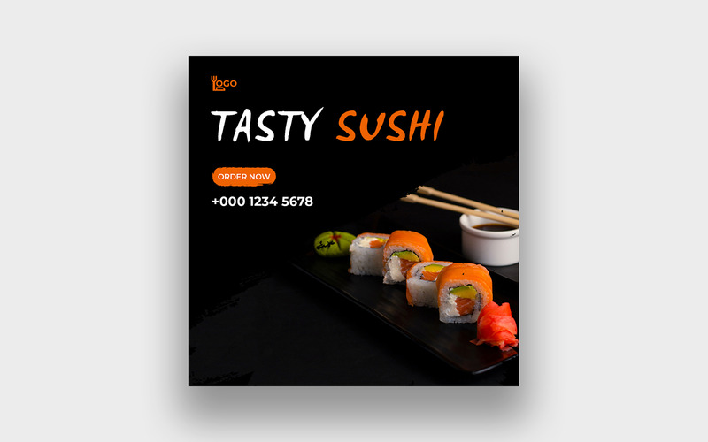 Asian food sushi facebook instagram post bundle