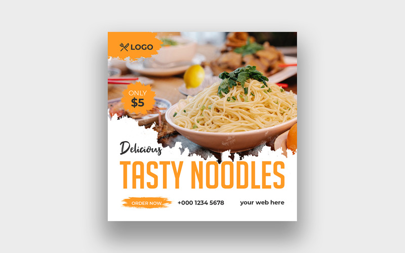 Noodle food facebook post template #298704 - TemplateMonster