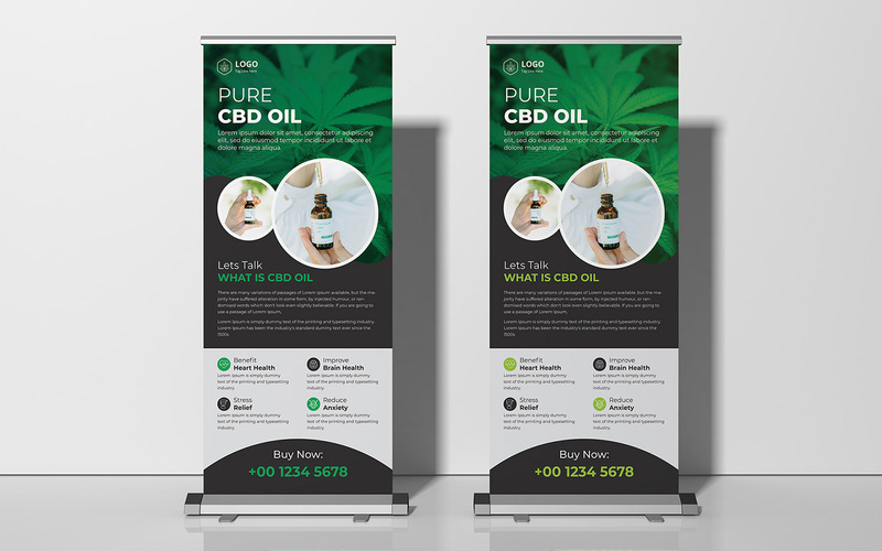 Hemp or cbd product roll-up banner template - TemplateMonster