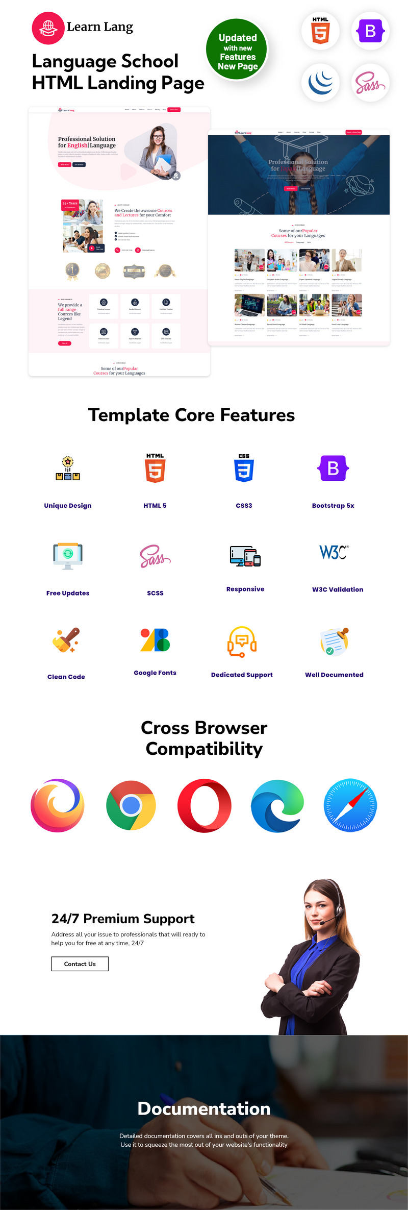 Learn Lang - Language School HTML Landing Page Template