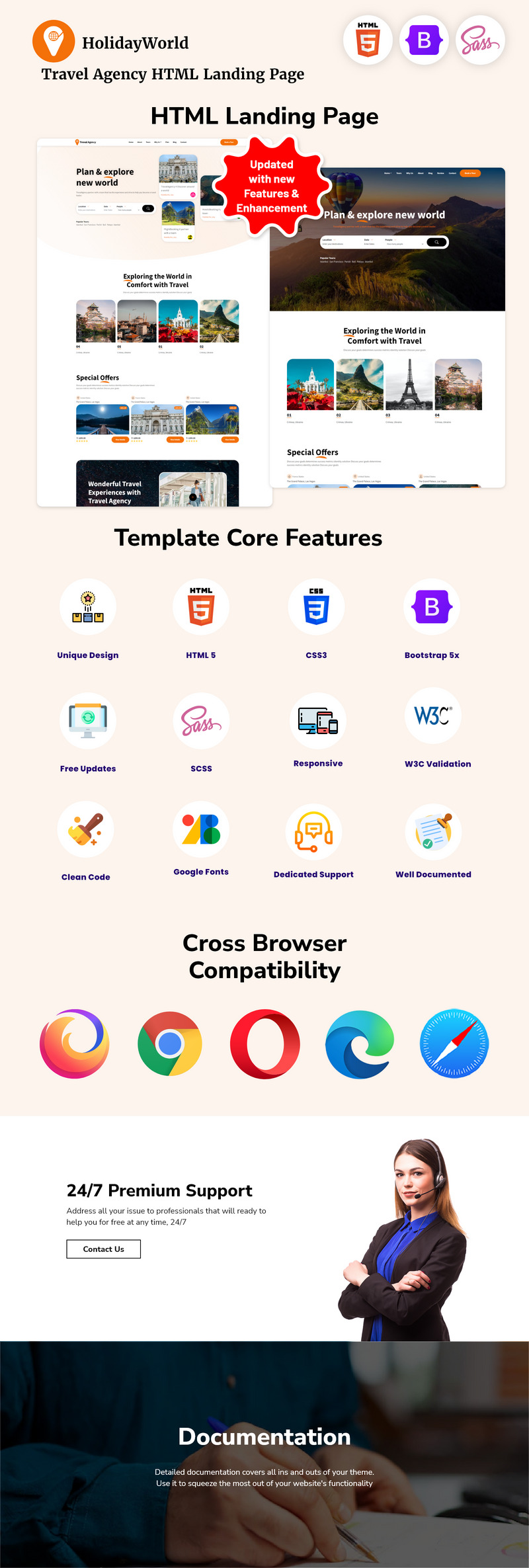 HolidayWorld - Travel Agency HTML Landing Page