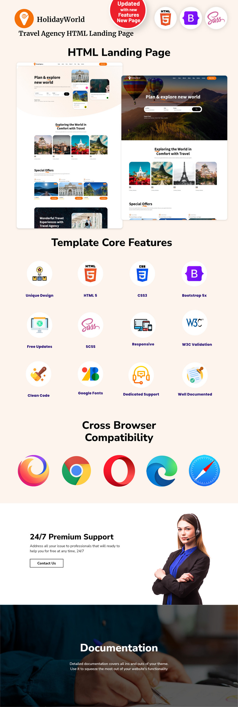HolidayWorld - Travel Agency HTML Landing Page