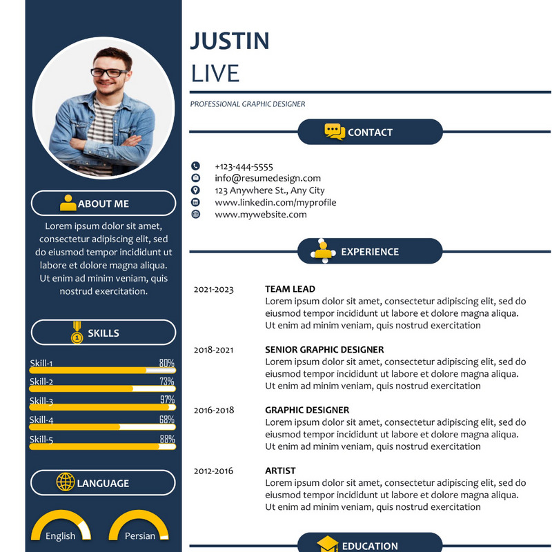 Simple & Modern Navy & White Professional Resume Template