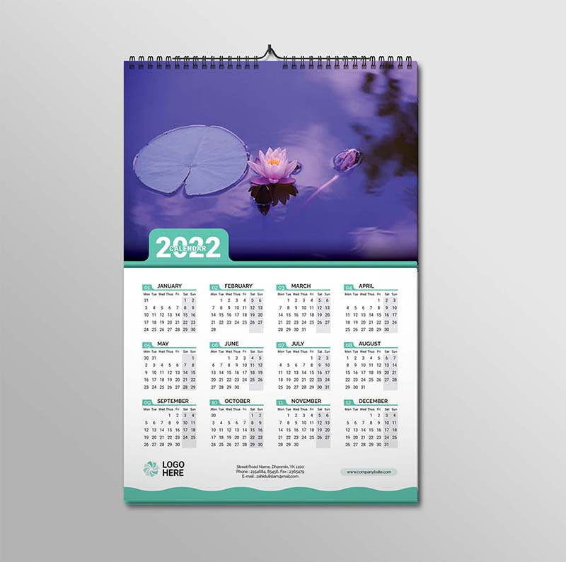 Single Page Calendar Template Vector - TemplateMonster