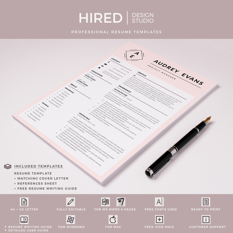 AUDREY - Creative Resume with Logo. Project manager Resume, cover ...