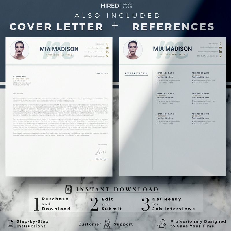 MIA - Creative Resume with photo for Word & Pages. CV With Picture and ...