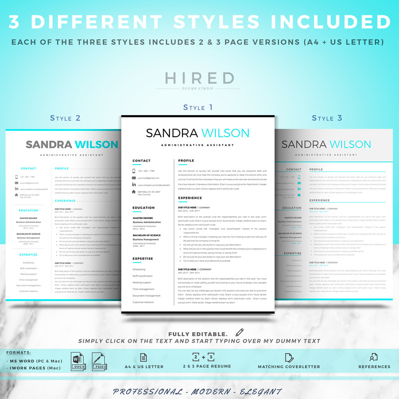 SANDRA B. - CV Bundle 2 & 3 Template Bundle with Cover Letter ...