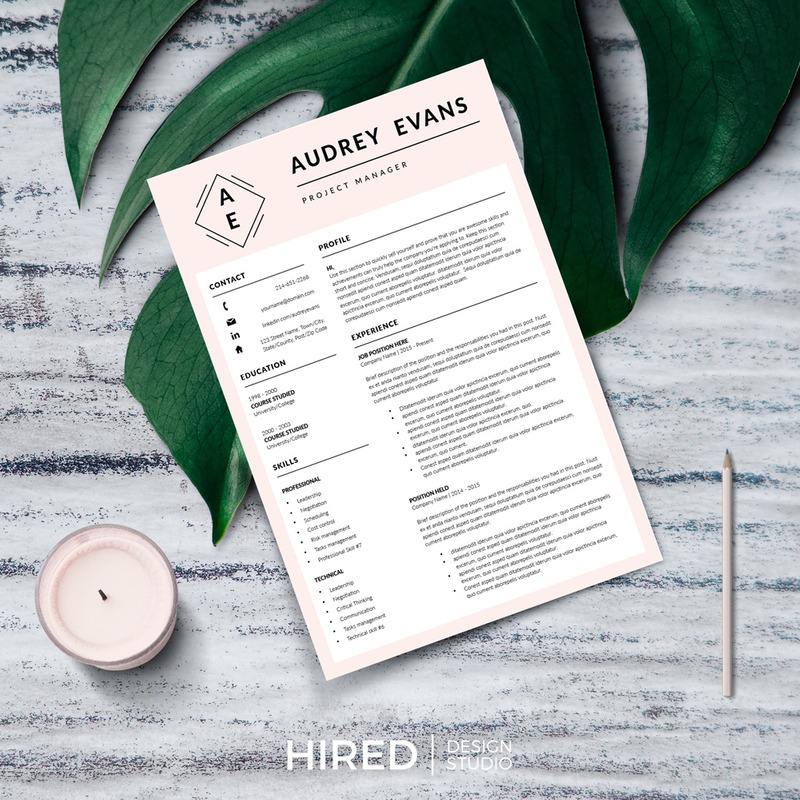 AUDREY - Creative Resume with Logo. Project manager Resume, cover ...