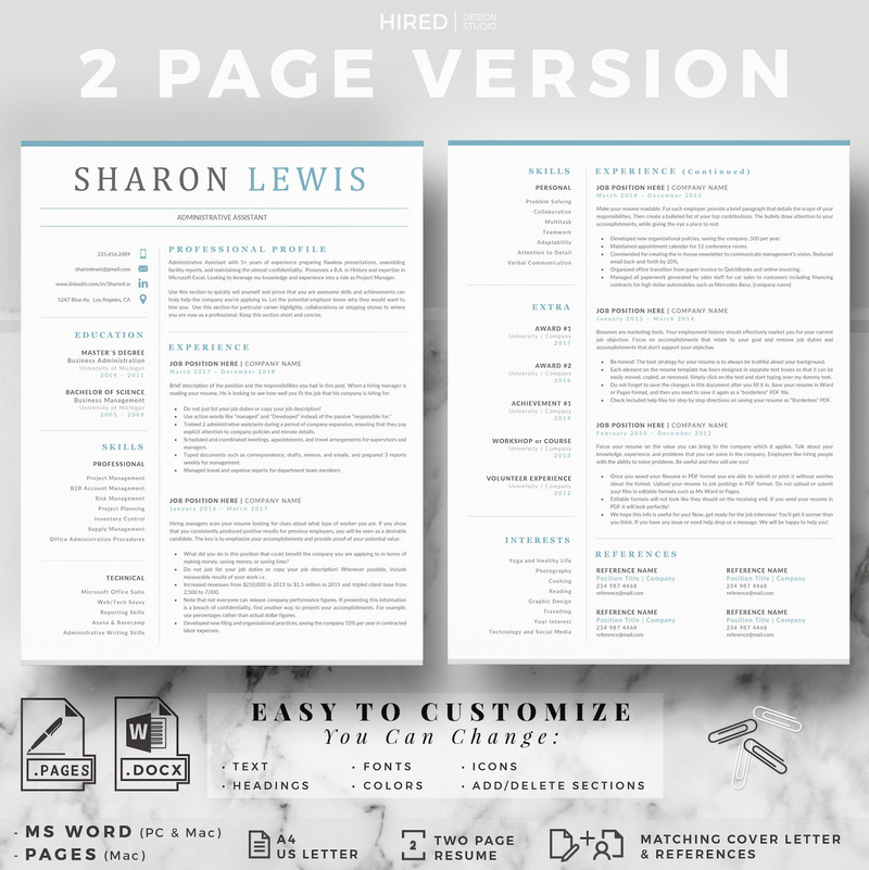 SHARON - Administrative Assistant Resume for MS Word and Mac Pages ...