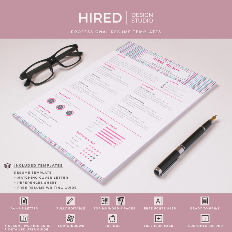 ALISSA - 1 Page Resume Template, CV for Word and Pages, Creative Resume ...