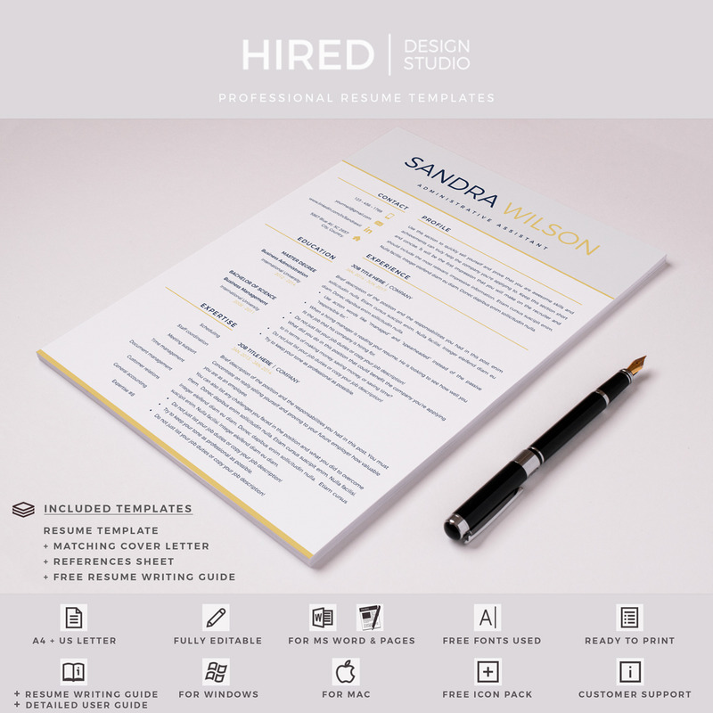 SANDRA Y. - Modern Resume Template Bundle for Word and Pages. 2 & 3 ...