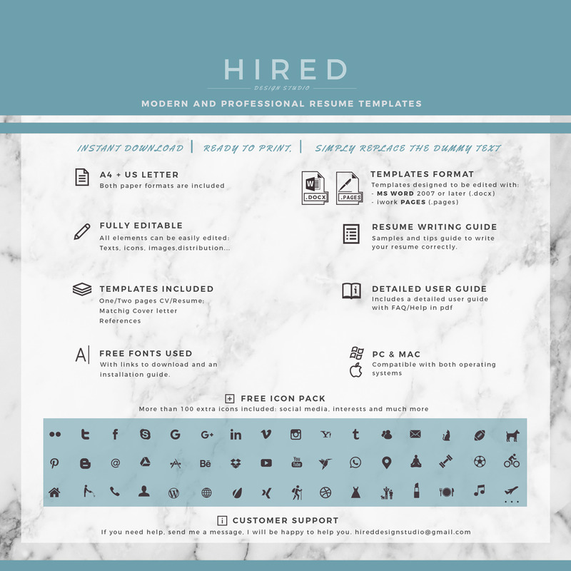 MICHELLE - Professional CV Template with Logo and Modern Cover Format ...