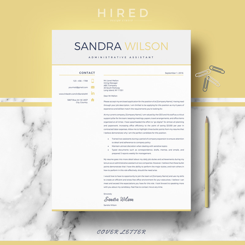 SANDRA Y. - Modern Resume Template Bundle for Word and Pages. 2 & 3 ...