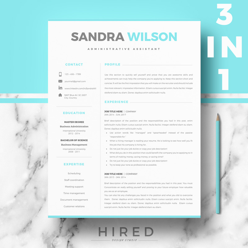 SANDRA B. - CV Bundle 2 & 3 Template Bundle with Cover Letter ...