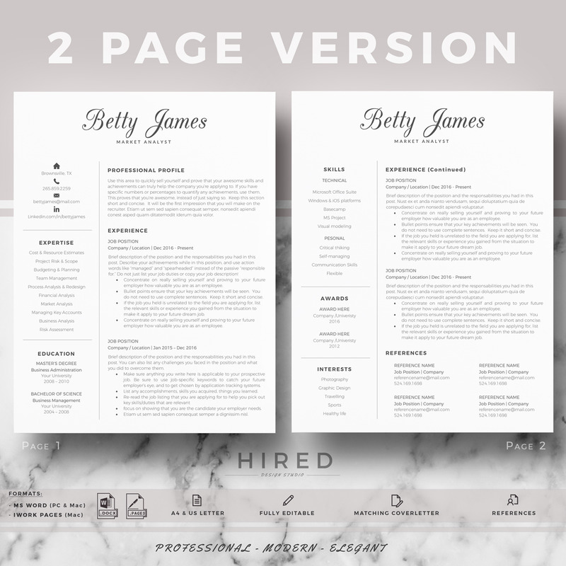 BETTY - Currículum vitae profesional de analista de mercado. CV minimalista con portada y ...