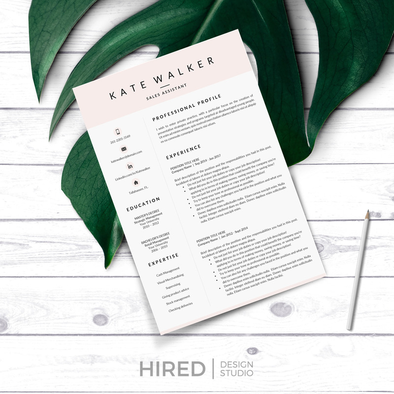 KATE - Professional Resume Template with Cover Letter and References ...