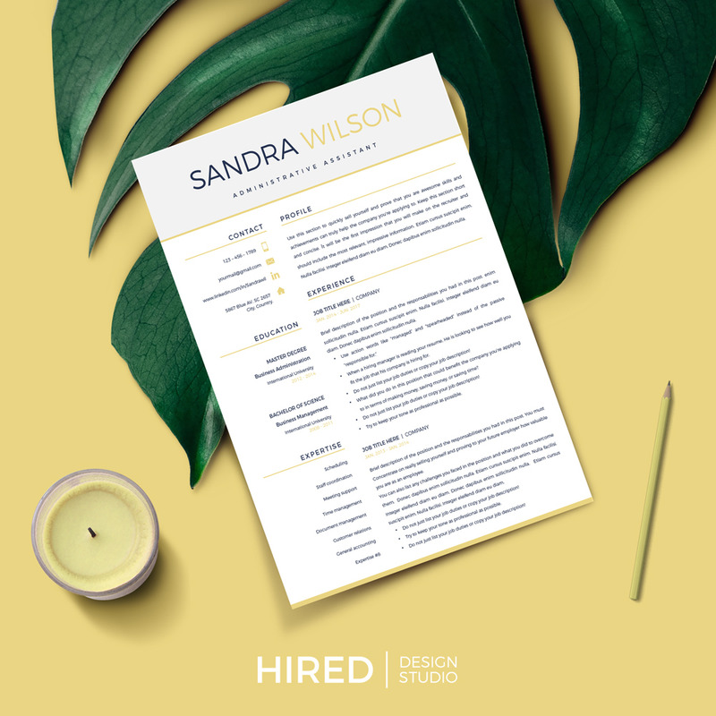 SANDRA Y. - Modern Resume Template Bundle for Word and Pages. 2 & 3 ...