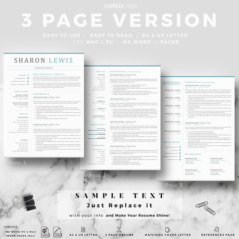 SHARON - Administrative Assistant Resume for MS Word and Mac Pages ...