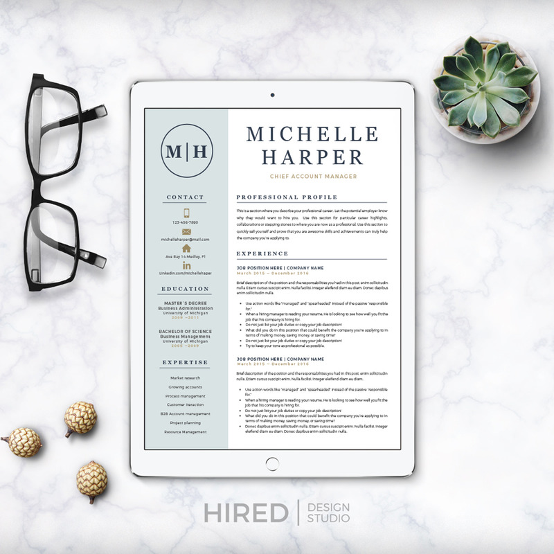 MICHELLE - Professional CV Template with Logo and Modern Cover Format ...