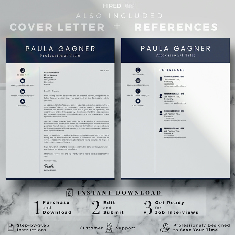 PAULA - Modern and Professional Resume Layout, Cover Letter and ...