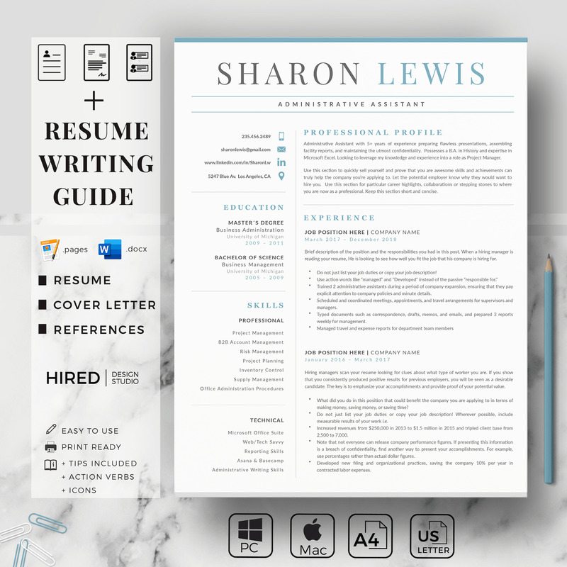 SHARON - Administrative Assistant Resume for MS Word and Mac Pages ...