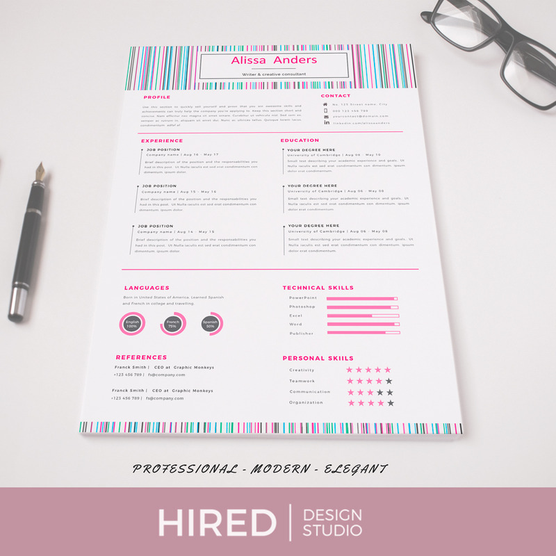 ALISSA - 1 Page Resume Template, CV for Word and Pages, Creative Resume ...