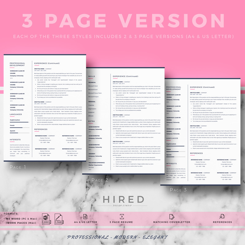 SANDRA P. - Creative Resume Template Bundle for Word and Pages. 2 & 3 ...