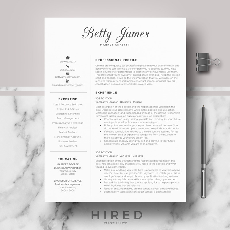 BETTY - Currículum vitae profesional de analista de mercado. CV minimalista con portada y ...