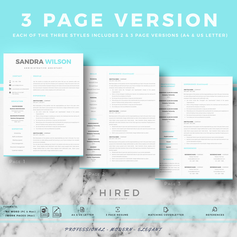 SANDRA B. - CV Bundle 2 & 3 Template Bundle with Cover Letter ...
