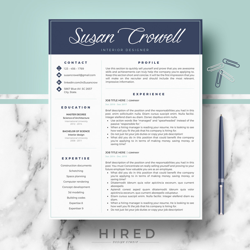 SUSAN - 2 & 3 Page Modern Resume Template with Cover, References Page ...
