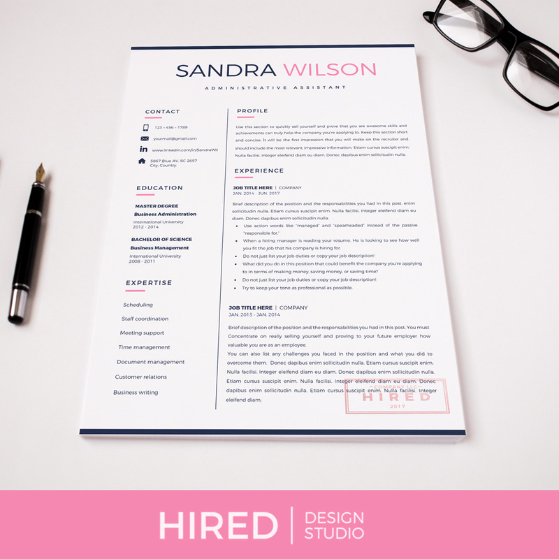 SANDRA P. - Creative Resume Template Bundle for Word and Pages. 2 & 3 ...