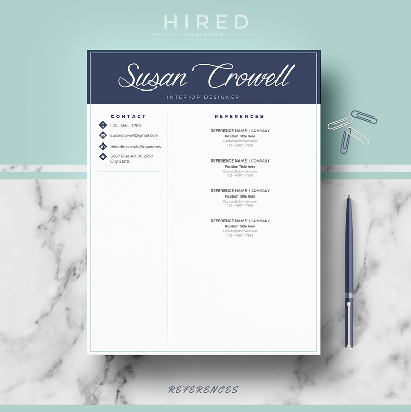 SUSAN - 2 & 3 Page Modern Resume Template with Cover, References Page ...