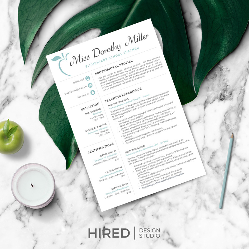 DOROTHY - Elementary Teacher CV Template for MS Word & Pages with Cover ...