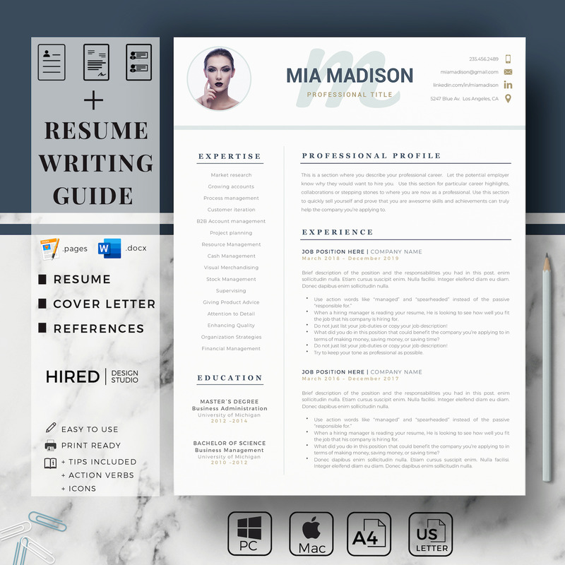 MIA - Creative Resume with photo for Word & Pages. CV With Picture and ...