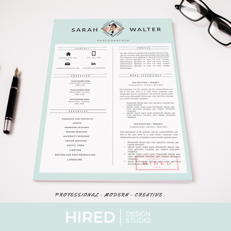 SARAH - Modern and Creative Resume template for Pages and Word with ...