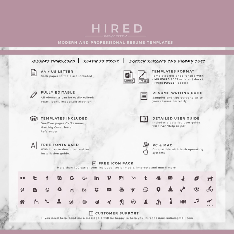 ALISSA - 1 Page Resume Template, CV for Word and Pages, Creative Resume ...