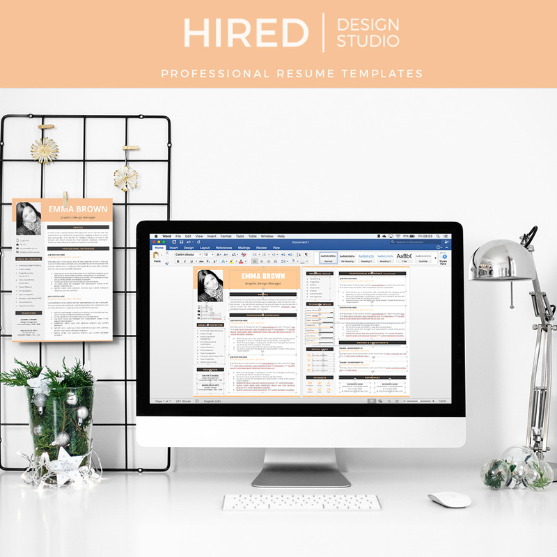 EMMA - Modern CV with Picture for Microsoft Word and Pages and Cover ...