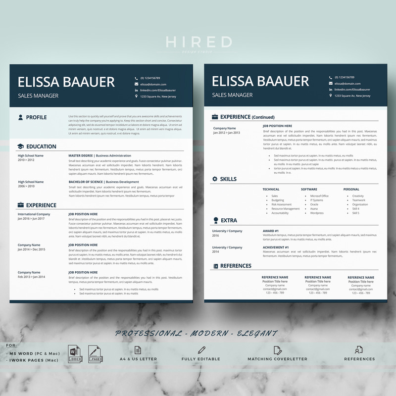 ELISSA - Modern Resume. Professional Biodata template for MS Word ...