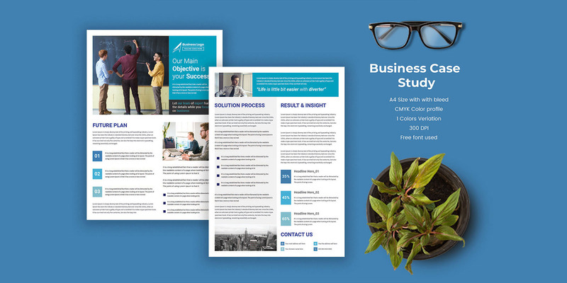 Business Case study template corporate modern business double side ...