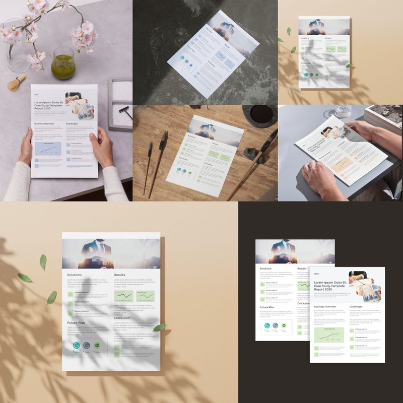 Modern and Clean Case Study Double Side Flyer Report analysing Template ...
