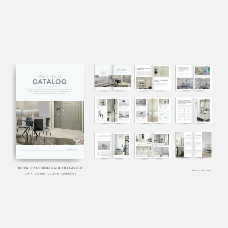 Interior Design Catalog Template – 18 Pages, US Letter, Brown Accents ...