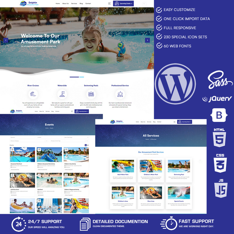 Dolphin - Amusement Park WordPress Theme - TemplateMonster