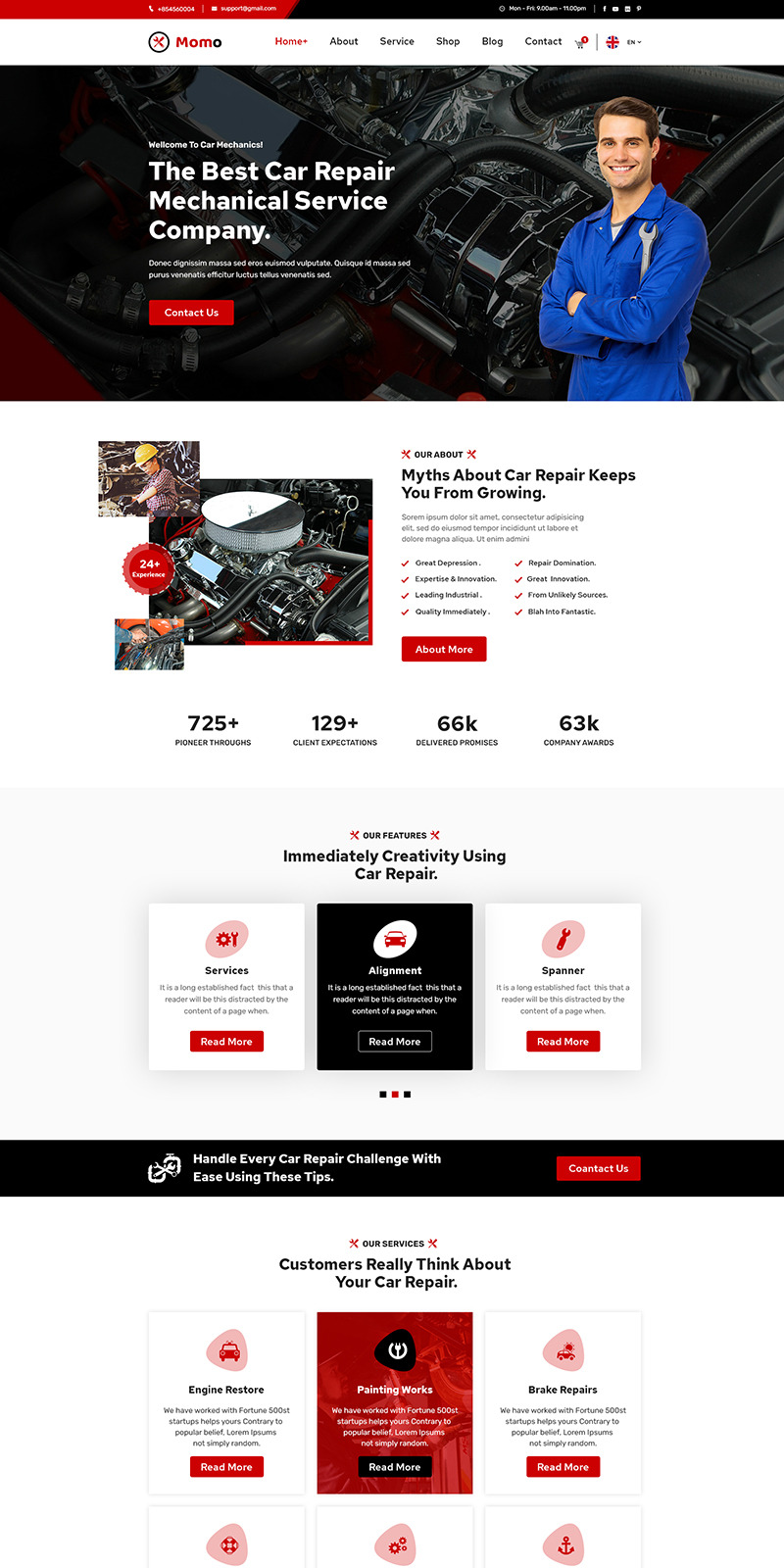 MOMO- Auto Mechanic & Car Service PSD Template