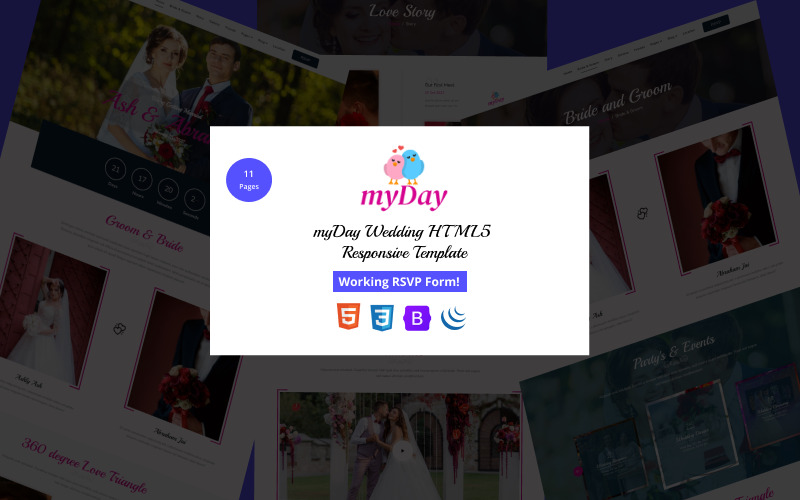 MyDay - Wedding HTML5 Responsive Template - TemplateMonster