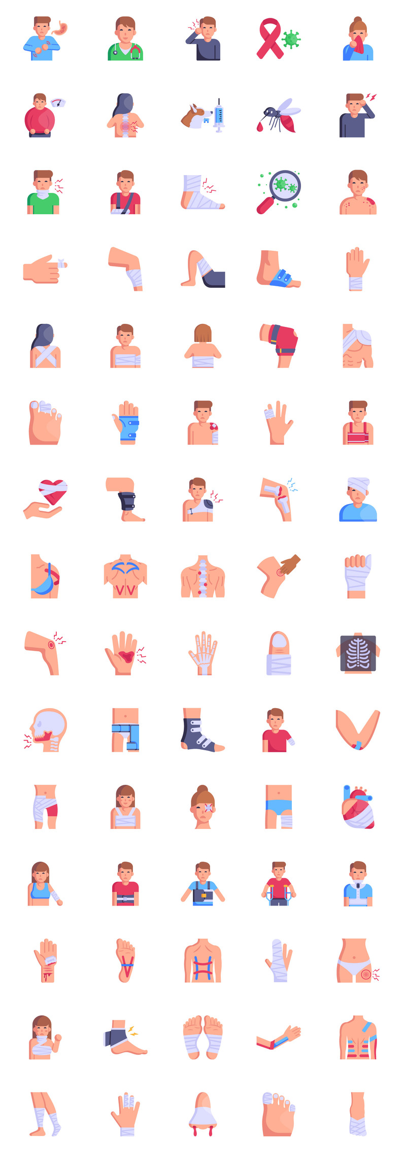 100 Flat Diseases and injury Icons #231874 - TemplateMonster
