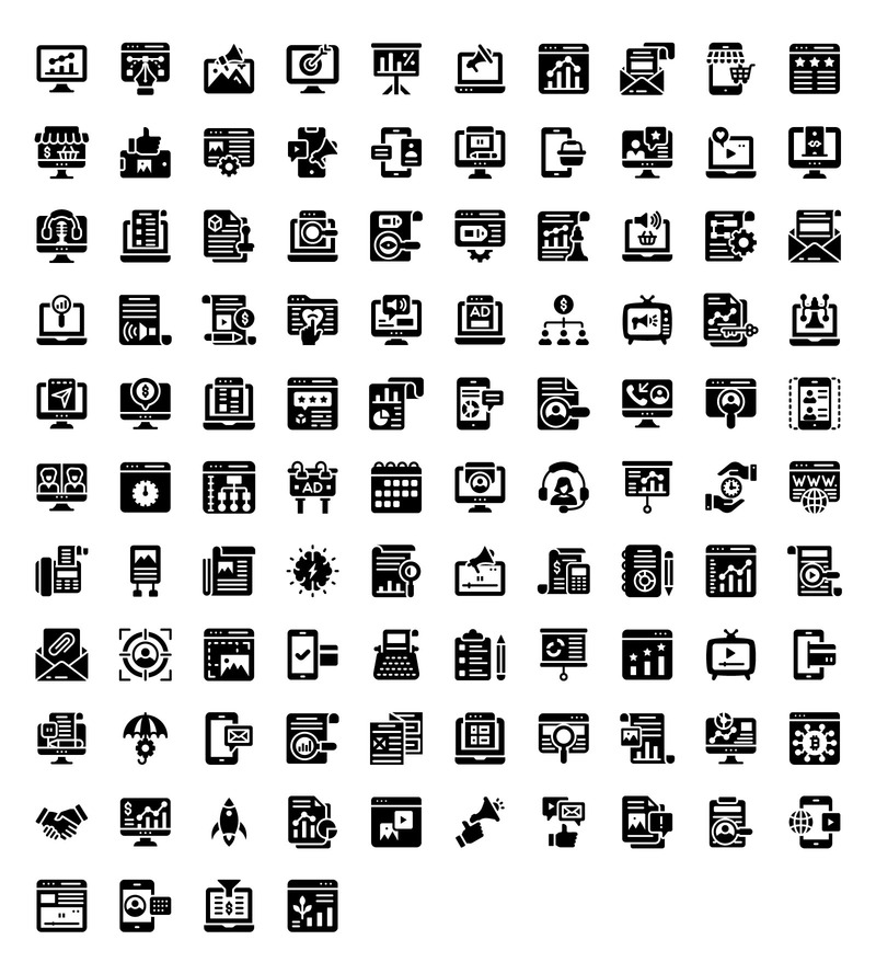 Content Marketing Linear Icons Pack #235673 - TemplateMonster