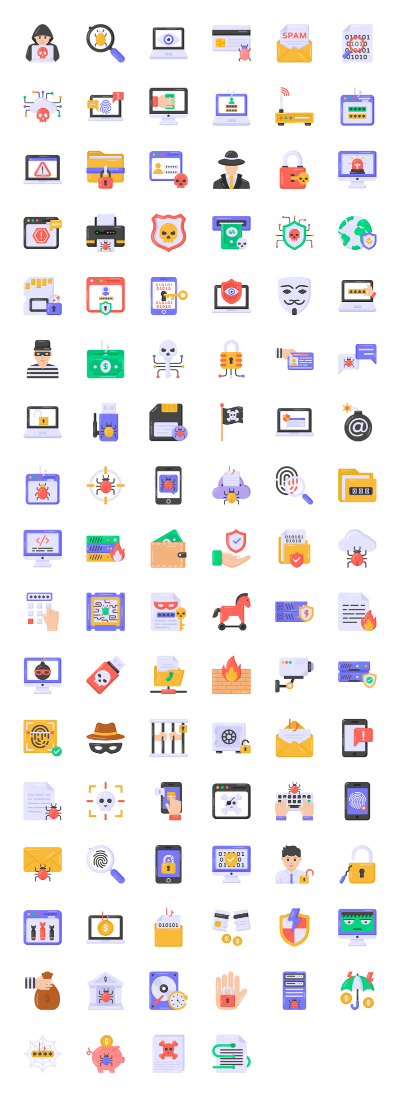 100 Flat Hacking Vector Icons #228942 - TemplateMonster