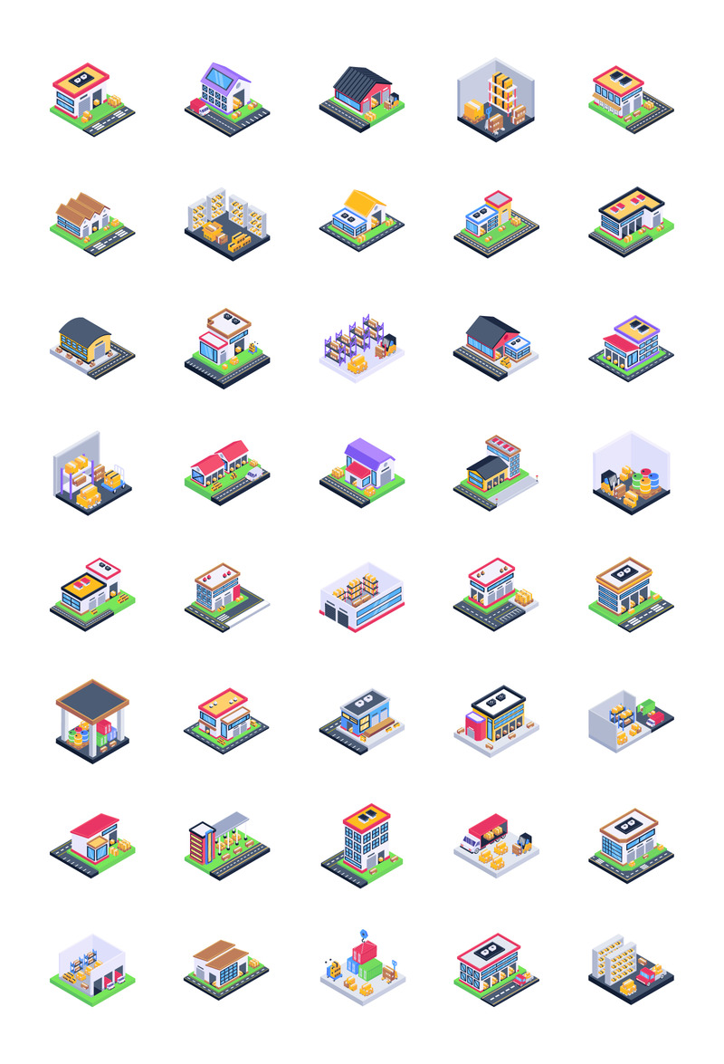 40 Isometric Warehouse Icons #228914 - TemplateMonster