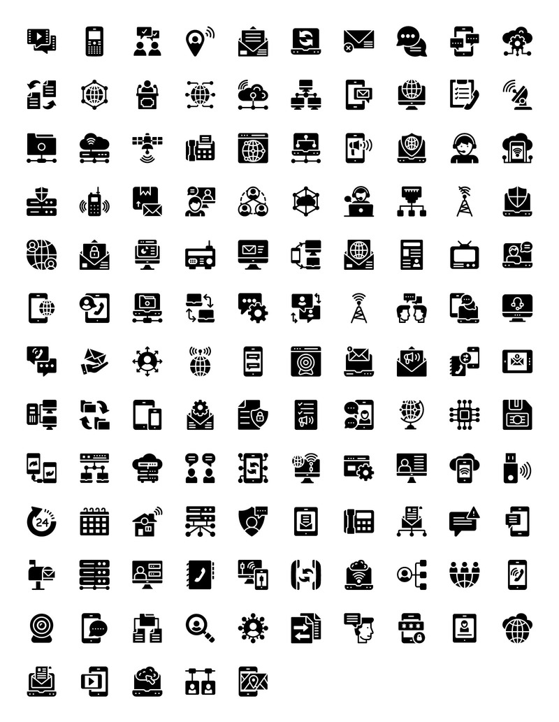 Network and Communication Glyph Icons - TemplateMonster